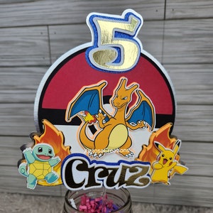 Pokemon Cake Topper / Pikachu / Charizard / Squirtle / Birthday Sign ...