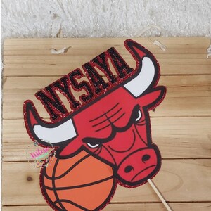 Basketball Cake Topper, Bulls Inspired Cake Topper, Birthday Cake ...