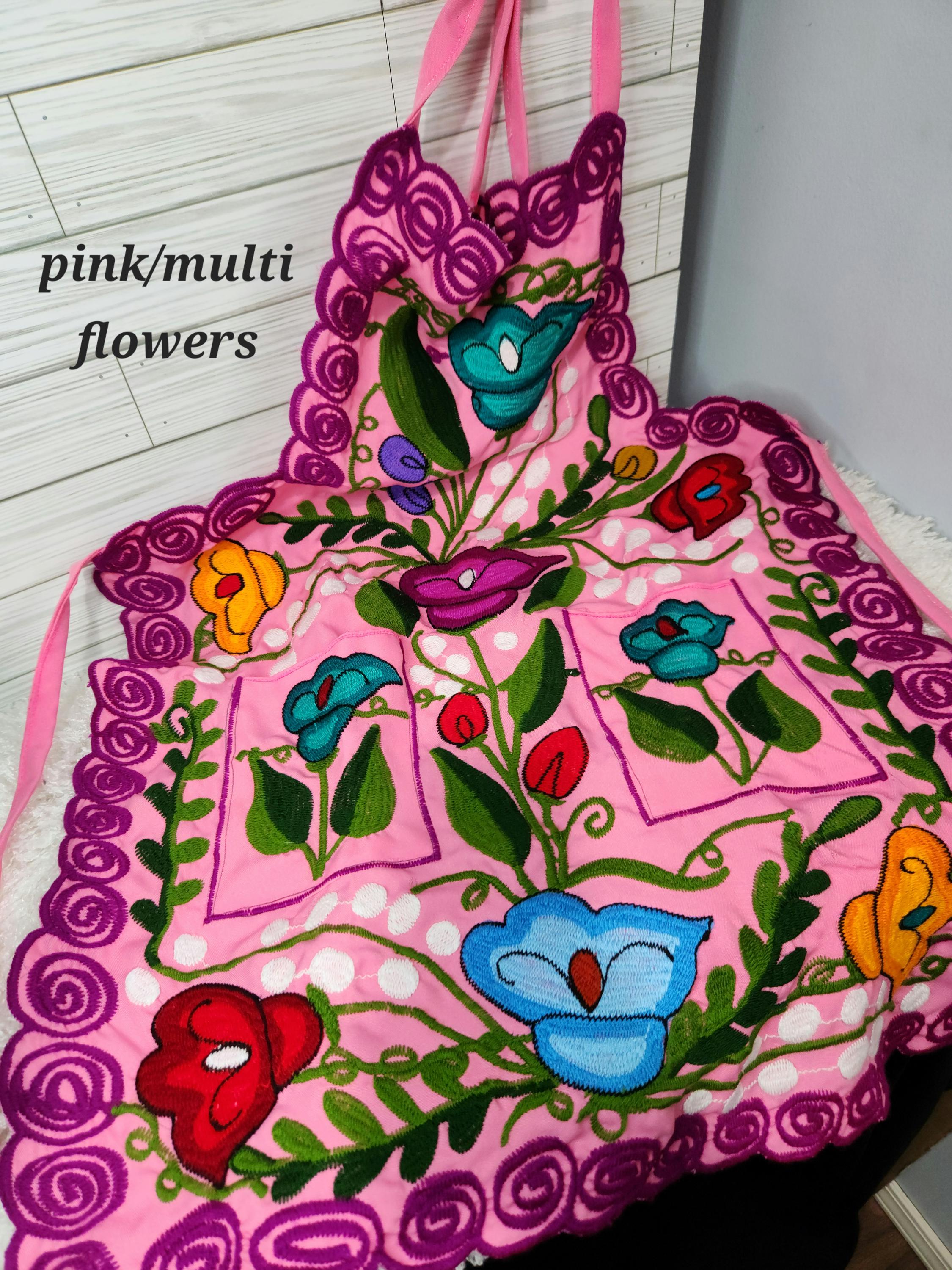 Traditional Floral Embroidered Mexican Apron, Cotton Smock - Etsy