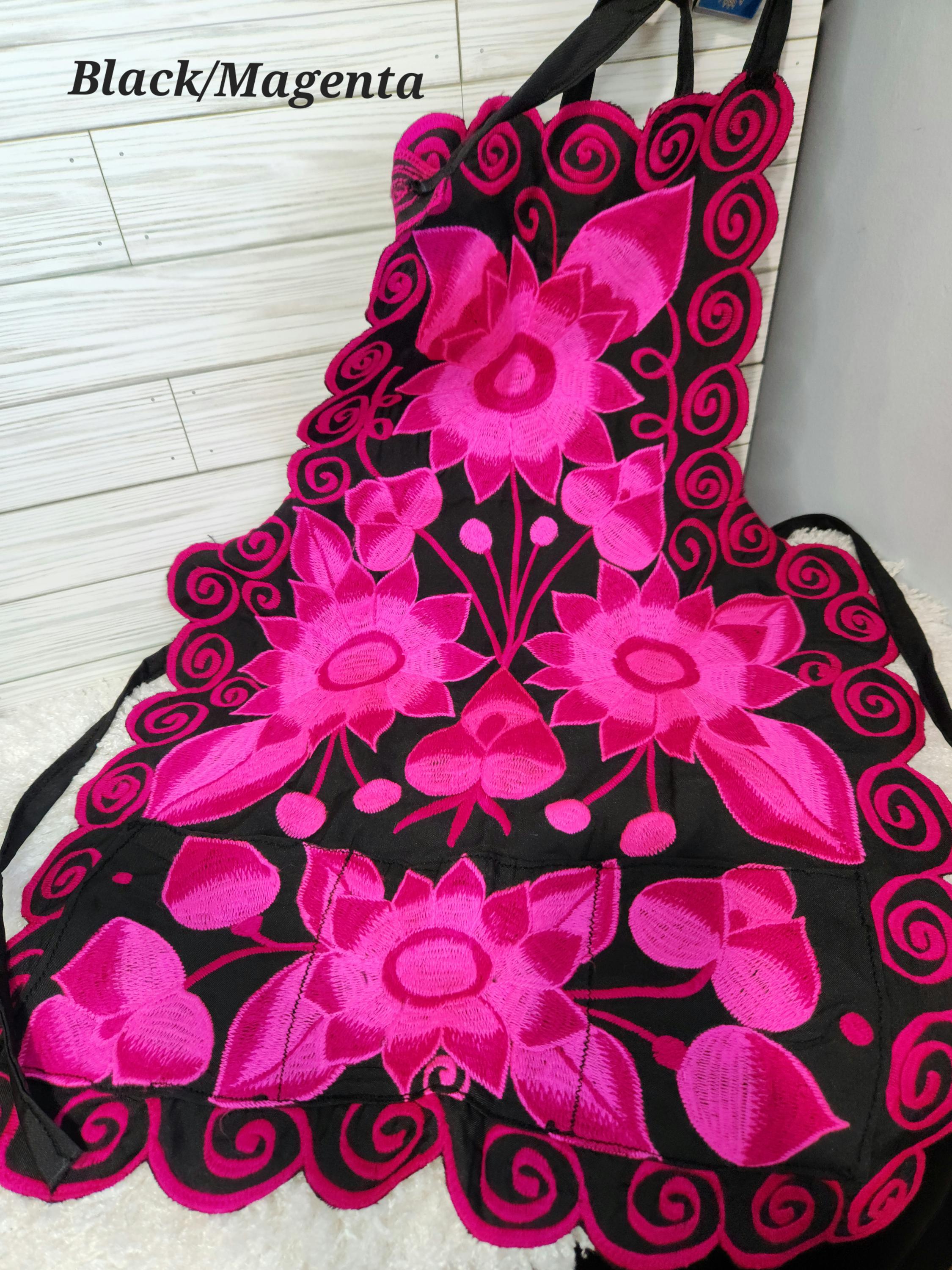 Traditional Floral Embroidered Mexican Apron, Cotton Smock - Etsy