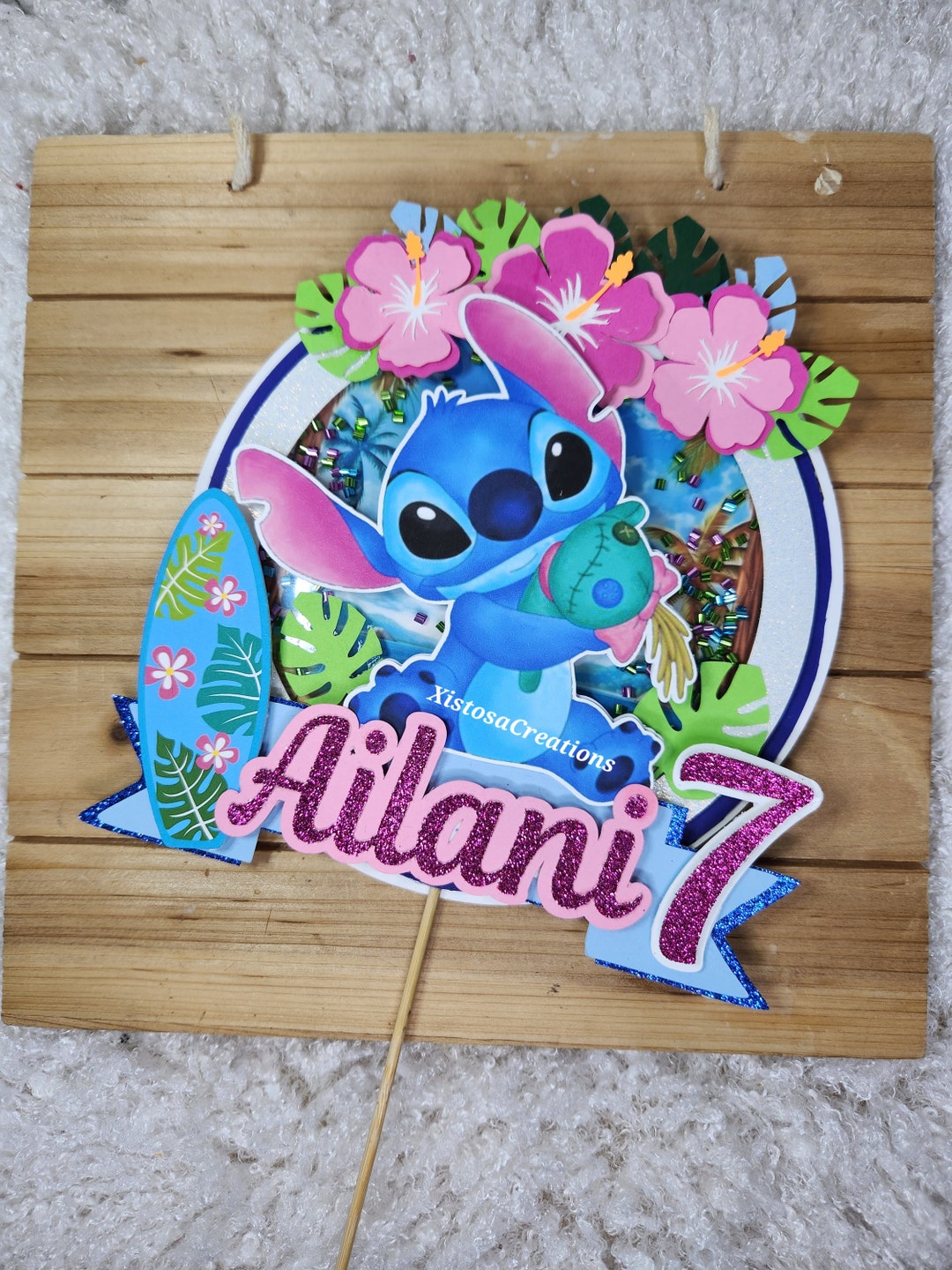 Stitch Inspired Cake Topper, Shaker Cake Topper, Custom Cake Toppers ...