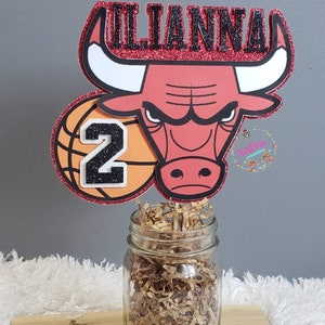 Basketball Cake Topper, Bulls Inspired Cake Topper, Birthday Cake ...