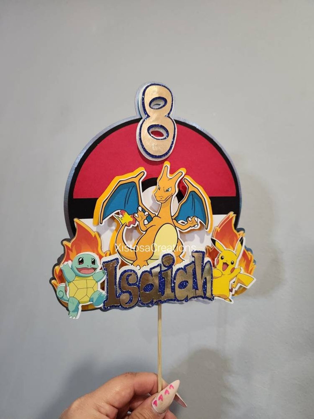 Pokemon Cake Topper / Pikachu / Charizard / Squirtle / Birthday Sign ...