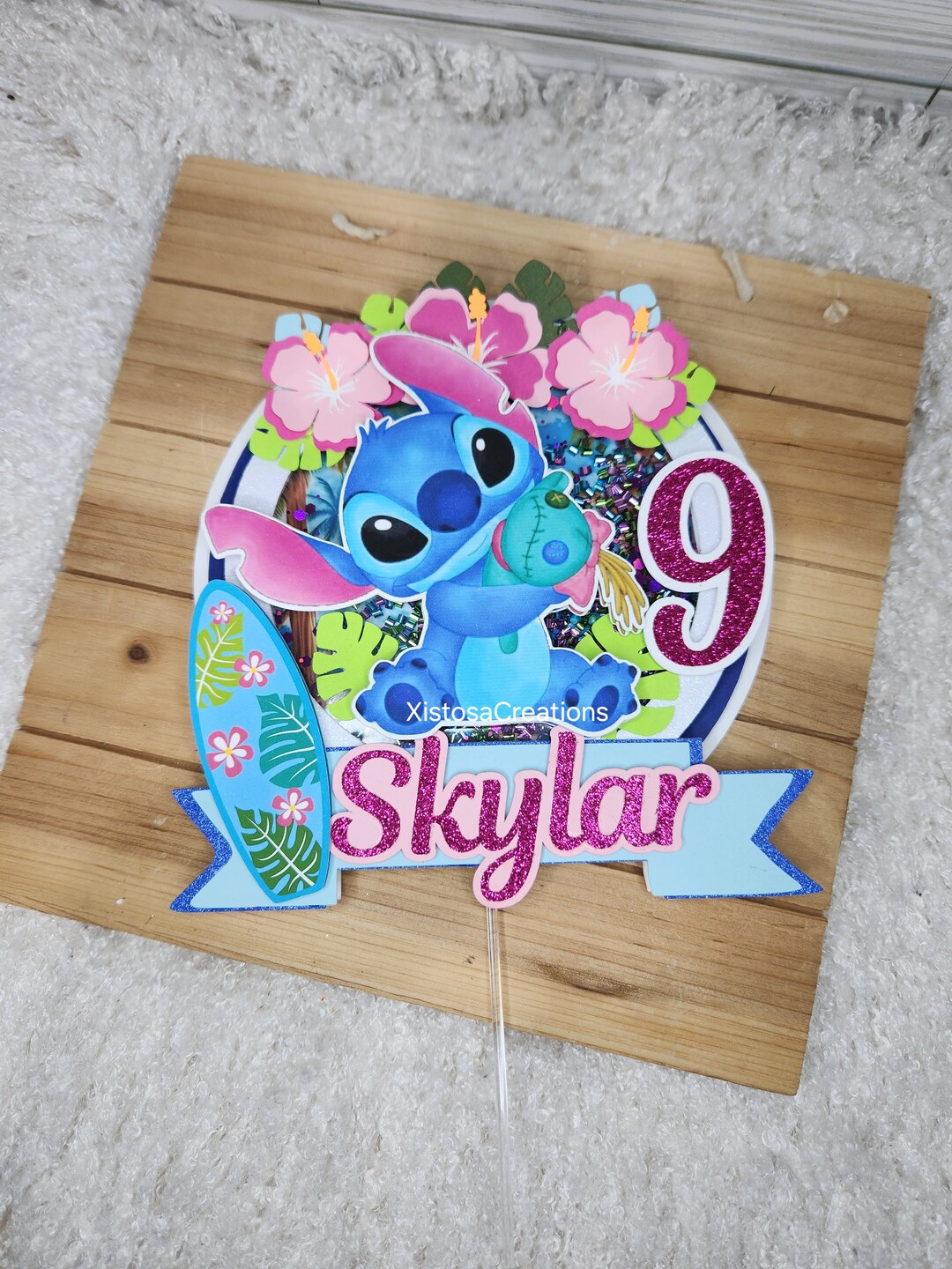 Stitch Inspired Cake Topper, Shaker Cake Topper, Custom Cake Toppers ...