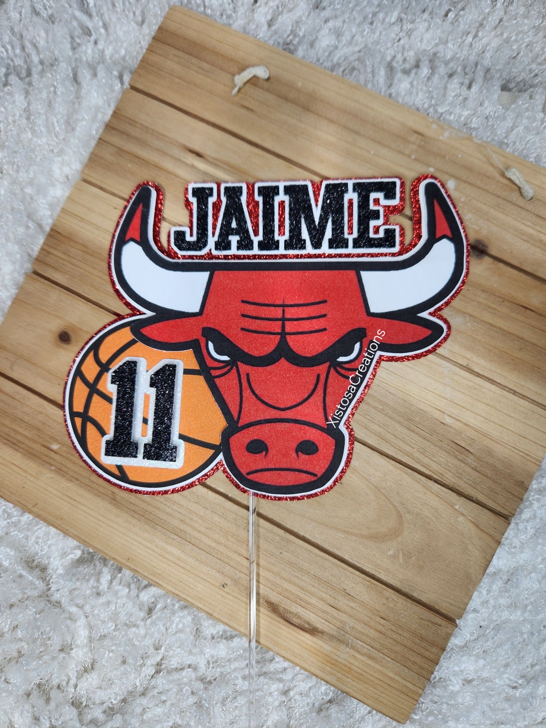 Basketball Cake Topper, Bulls Inspired Cake Topper, Birthday Cake ...