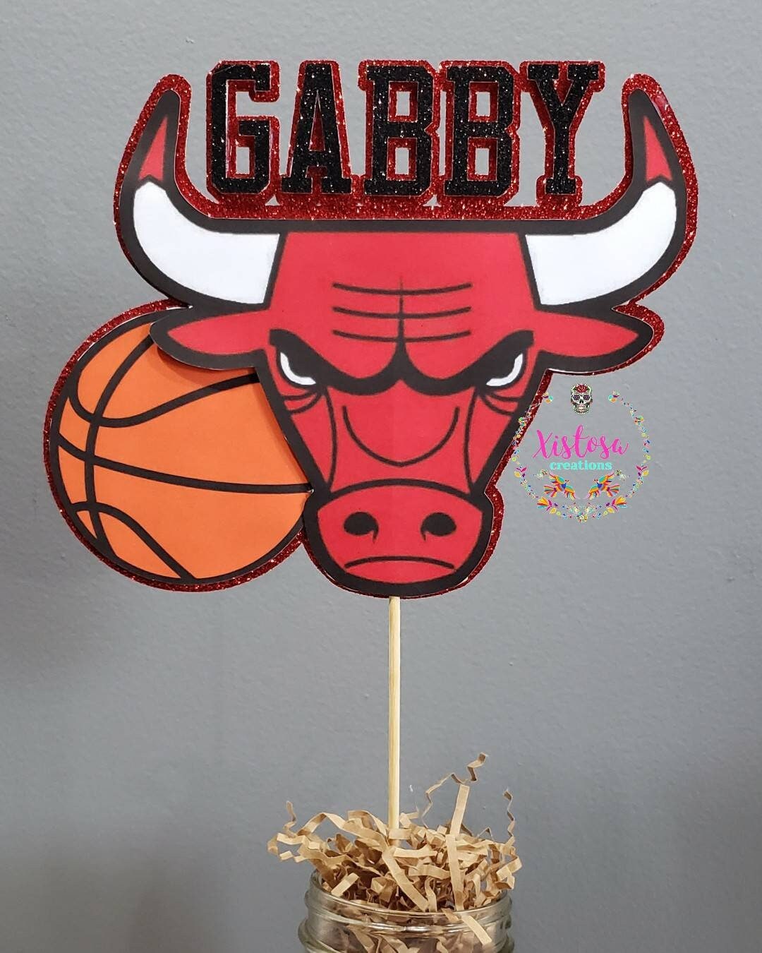 Basketball Cake Topper, Bulls Inspired Cake Topper, Birthday Cake ...