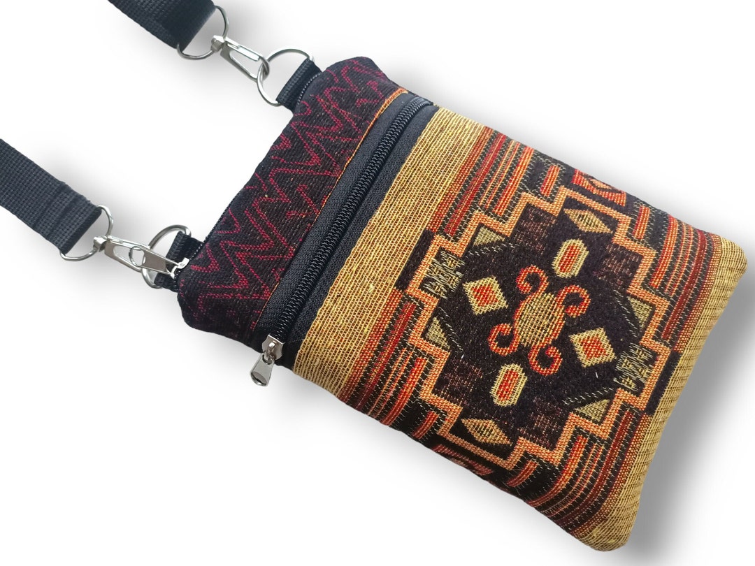 Boho Crossbody Cell Phone Purse, iPhone 13-14 Pro Case, Bohemian Fabric ...