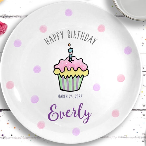 Baby Girl Birthday Plate Personalized Ceramic Baby Girl | Etsy