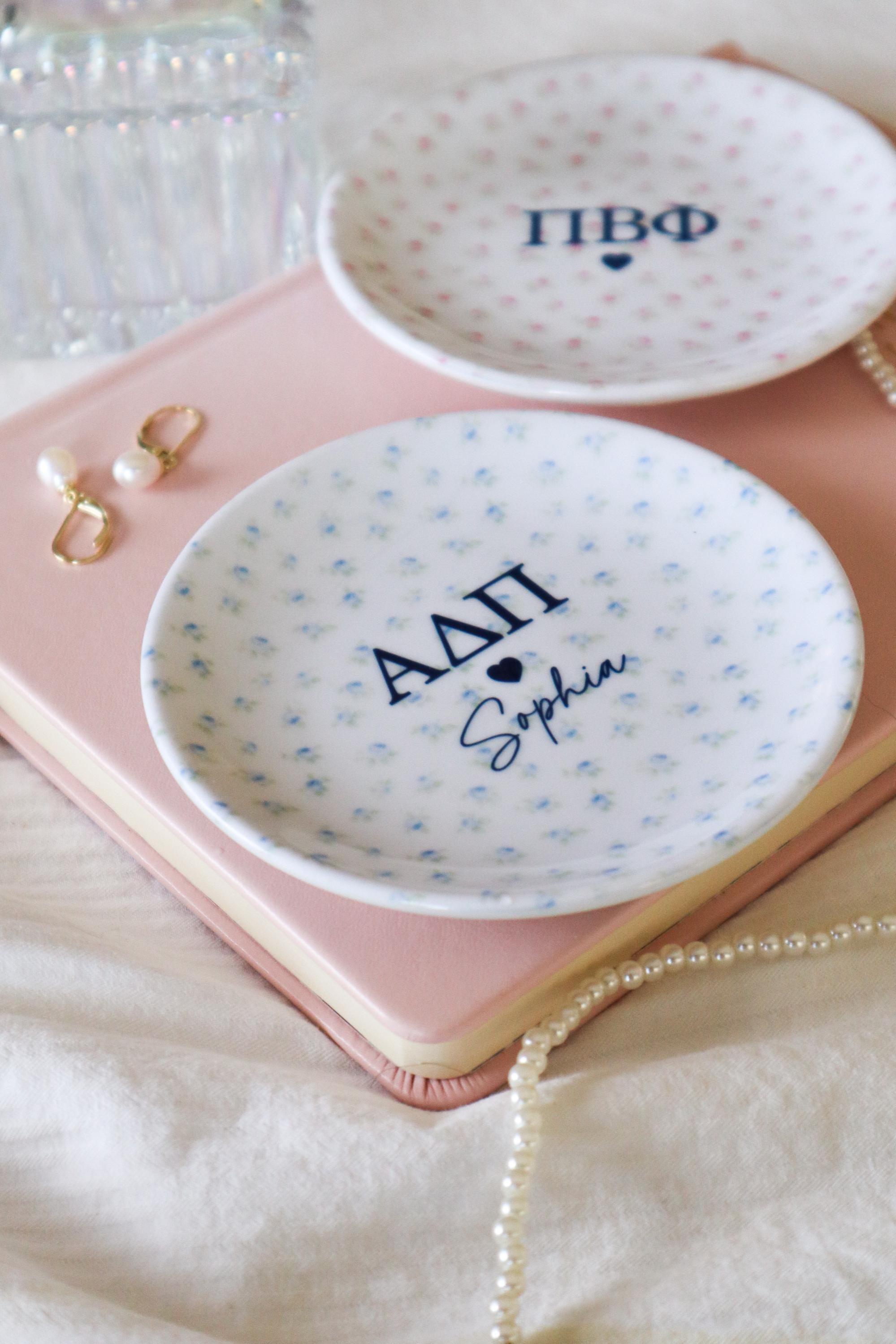 Personalized Sorority Jewelry Dish, Alpha Phi, Gamma Phi, Pi Phi, Chio ...