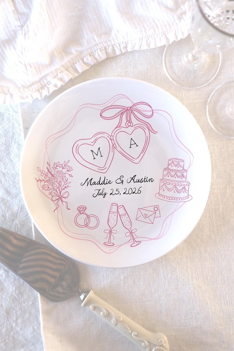 Personalized Ceramic Wedding Plate, Hand-drawn Anniversary or ...