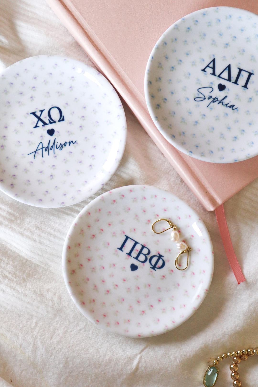 Personalized Sorority Jewelry Dish, Alpha Phi, Gamma Phi, Pi Phi, Chio ...