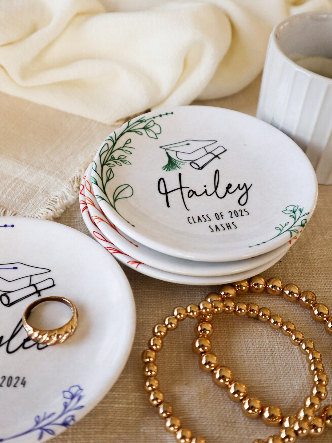 Personalized Graduation Jewelry Dish, Handmade Ceramic Ring Dish - Etsy