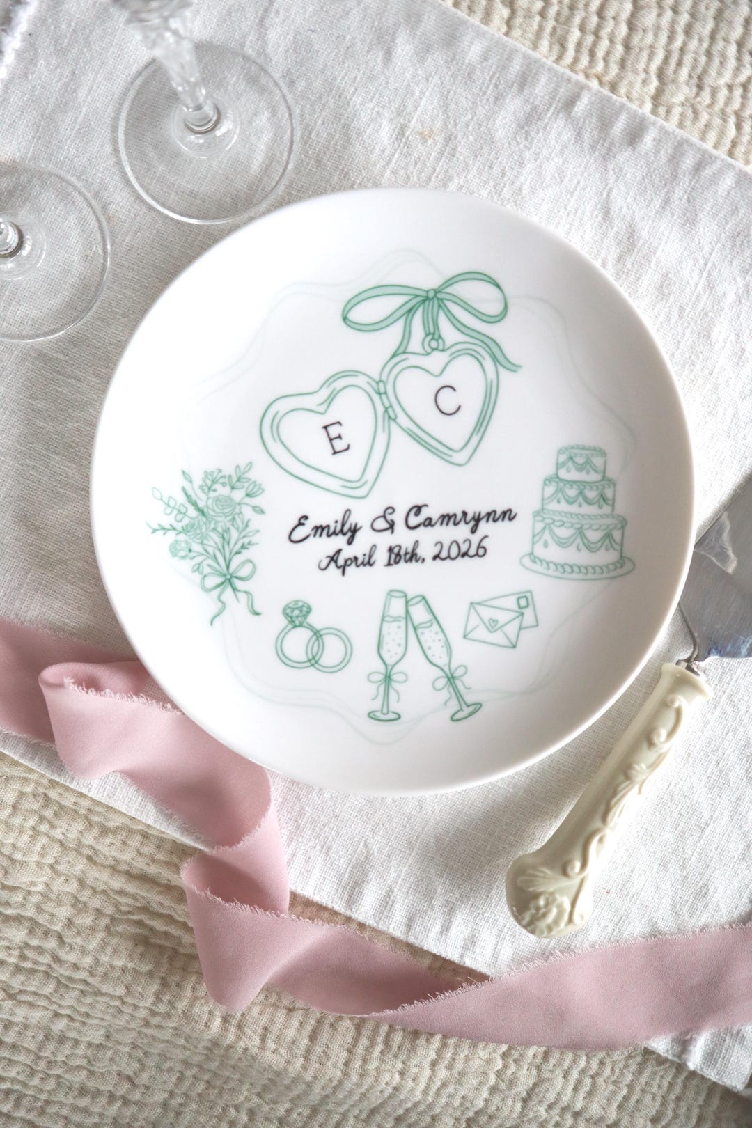 Personalized Ceramic Wedding Plate, Hand-drawn Anniversary or ...