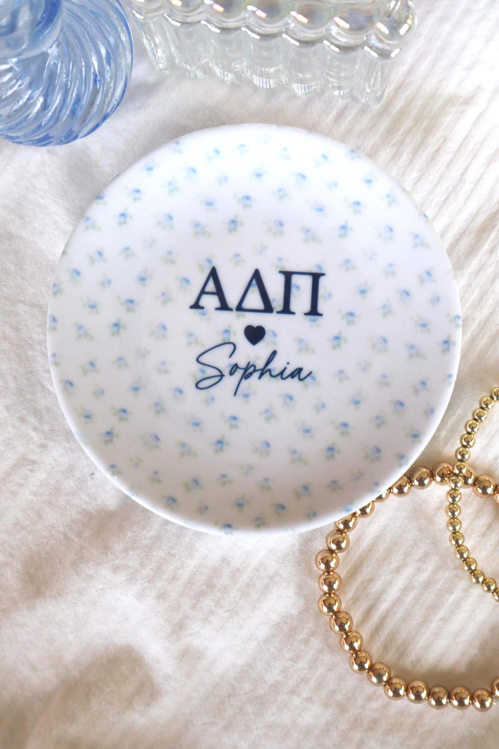 Personalized Sorority Jewelry Dish, Alpha Phi, Gamma Phi, Pi Phi, Chio ...
