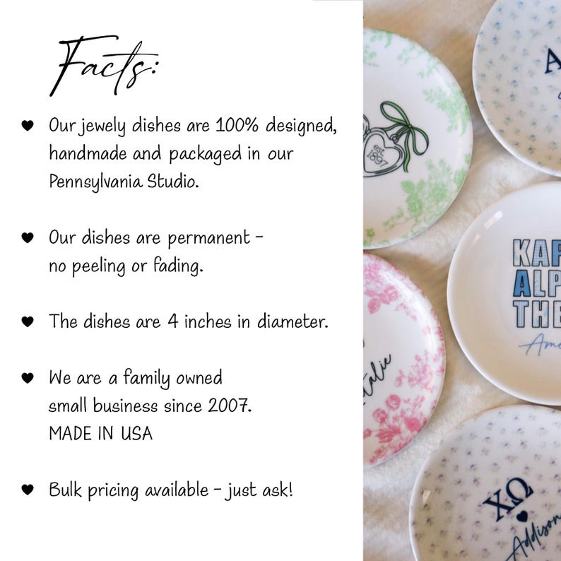 Alpha Delta Pi Jewelry Dish With Dainty Floral - Etsy