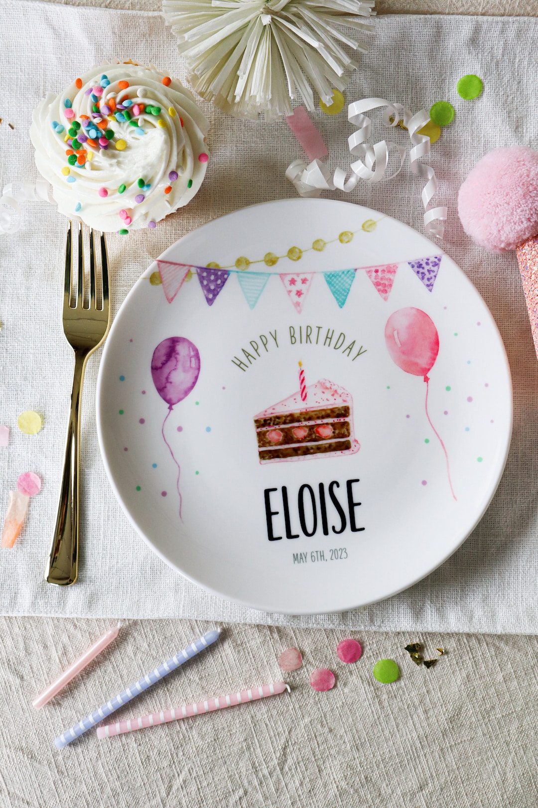 Pink Birthday Cake Plate Personalized Ceramic Birthday Plate Birthday ...