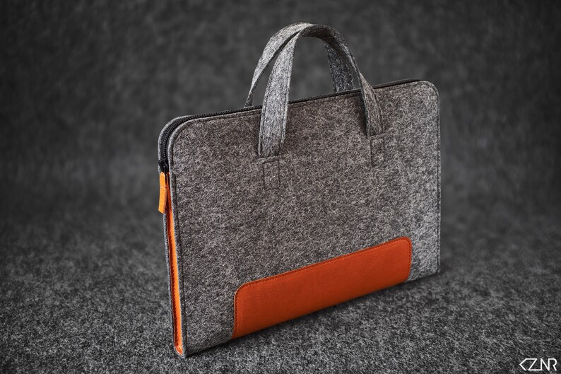 Laptop Felt and Leather Case With Handle Hand-made - Etsy