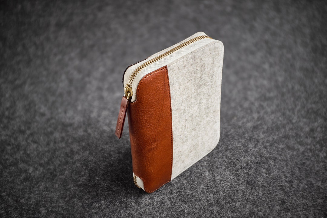Documents & Small Notepad Pen Travel Leather Felt Case Folio Hand-made ...