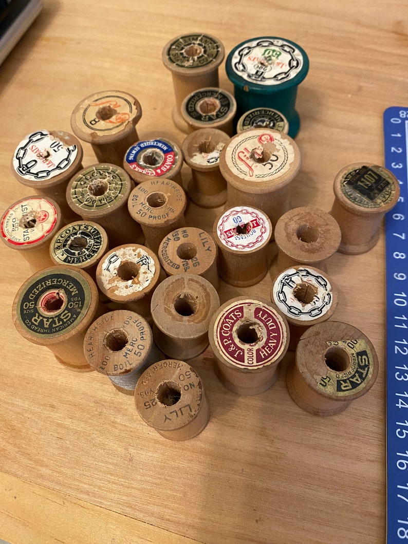 Vintage and Antique Wooden Thread Spools - Etsy