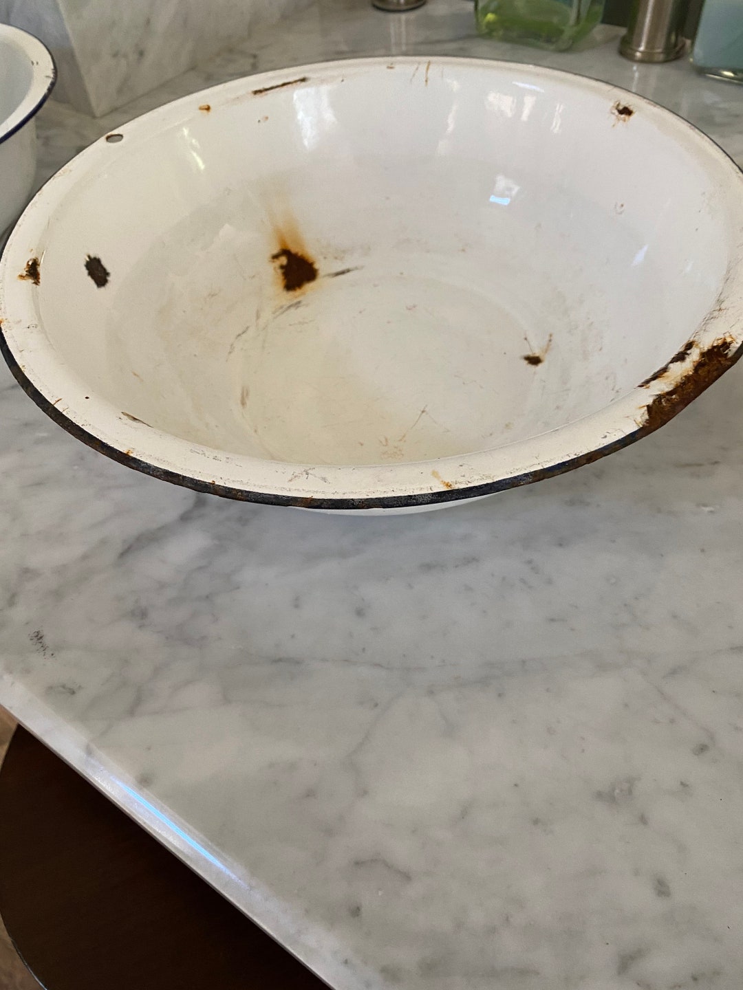 Vintage Enamelware Basin - Etsy