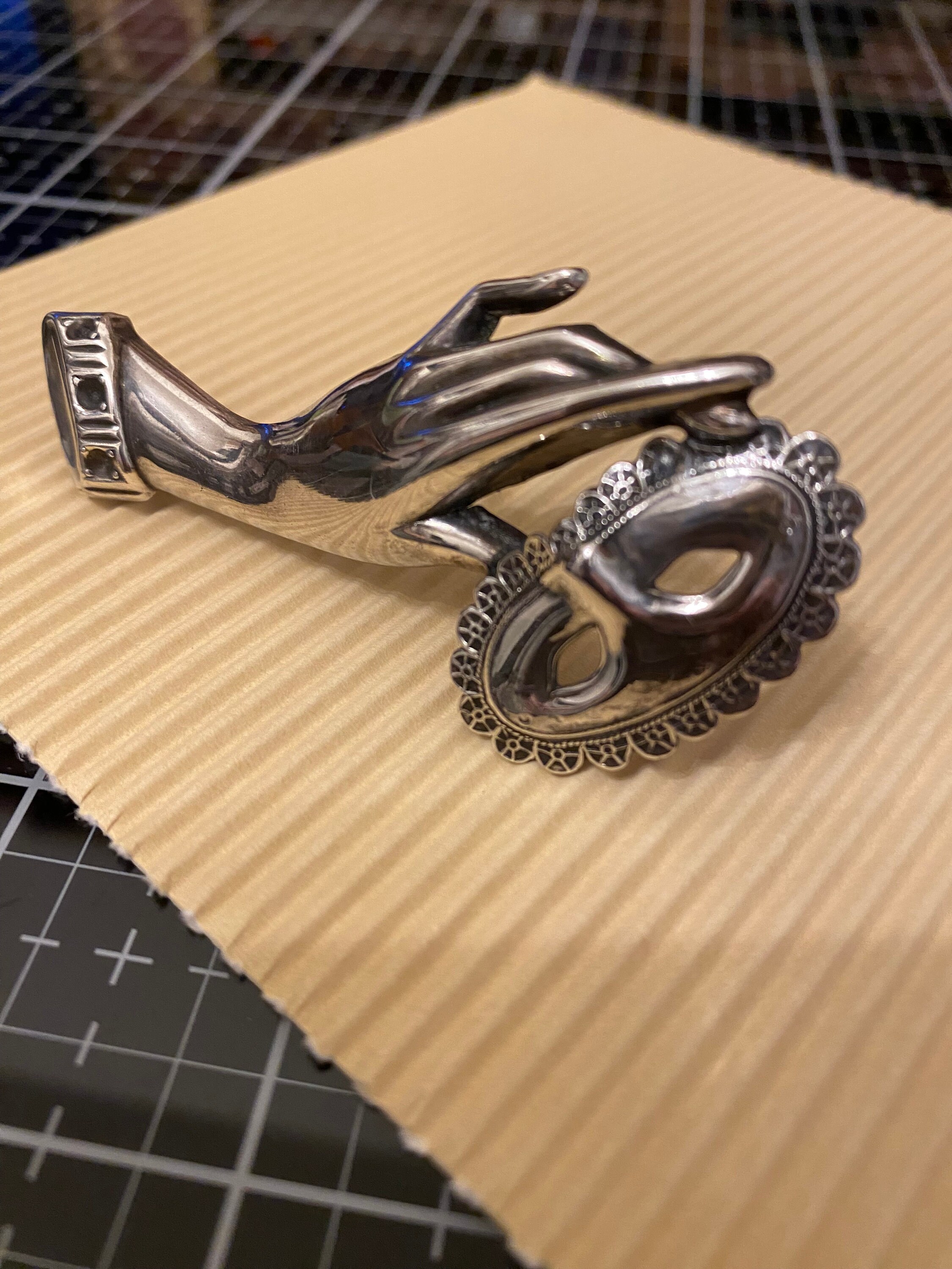 Vintage LANG Hand Holding Mask Pin - Etsy