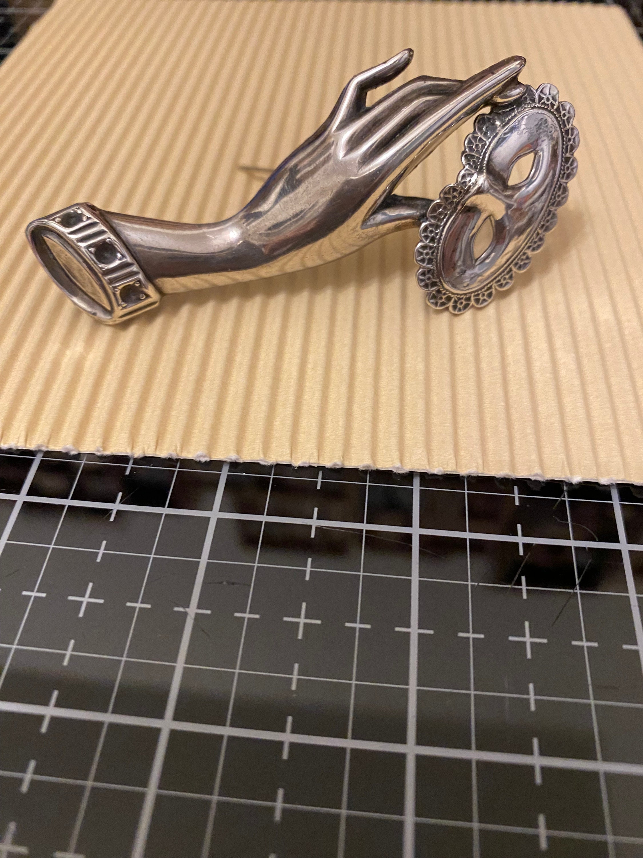 Vintage LANG Hand Holding Mask Pin - Etsy