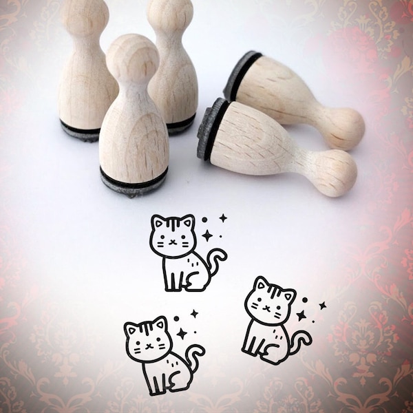 Cat Rubber Stamp - Etsy