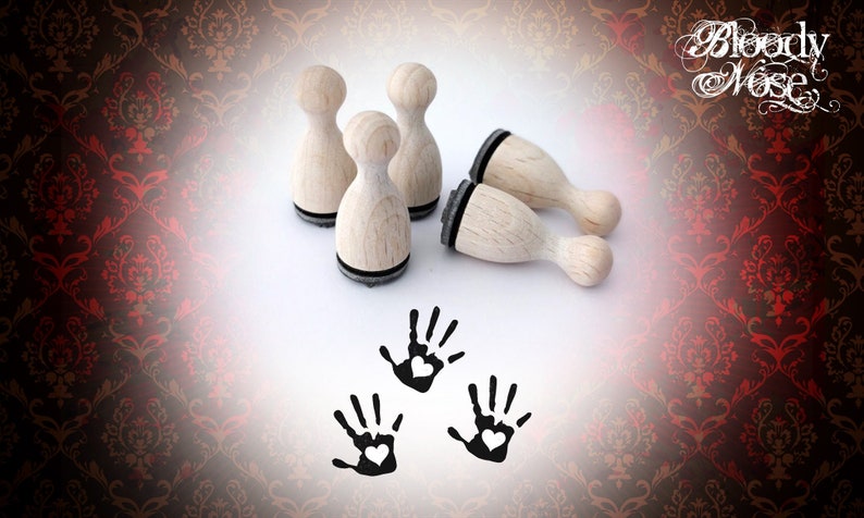 Mini Stamp Handprint With Heart Right Hand - Etsy
