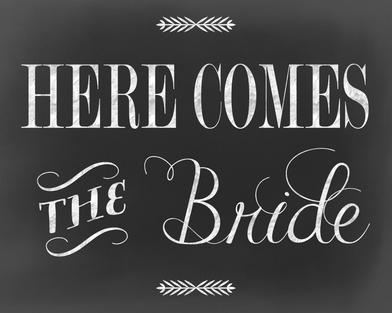 Printable Here Comes the Bride Chalkboard Sign - Etsy