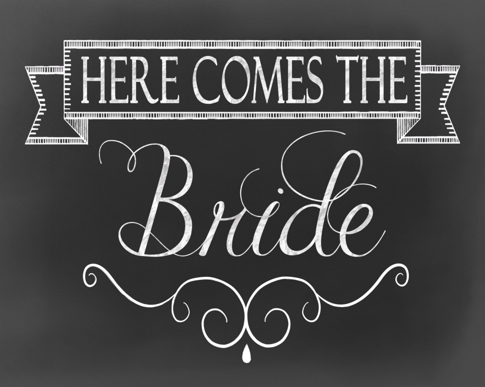 Printable Here Comes the Bride Chalkboard Sign - Etsy