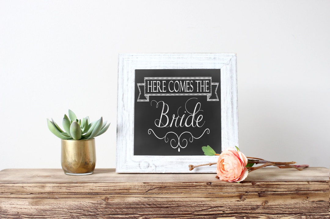 Printable Here Comes the Bride Chalkboard Sign - Etsy