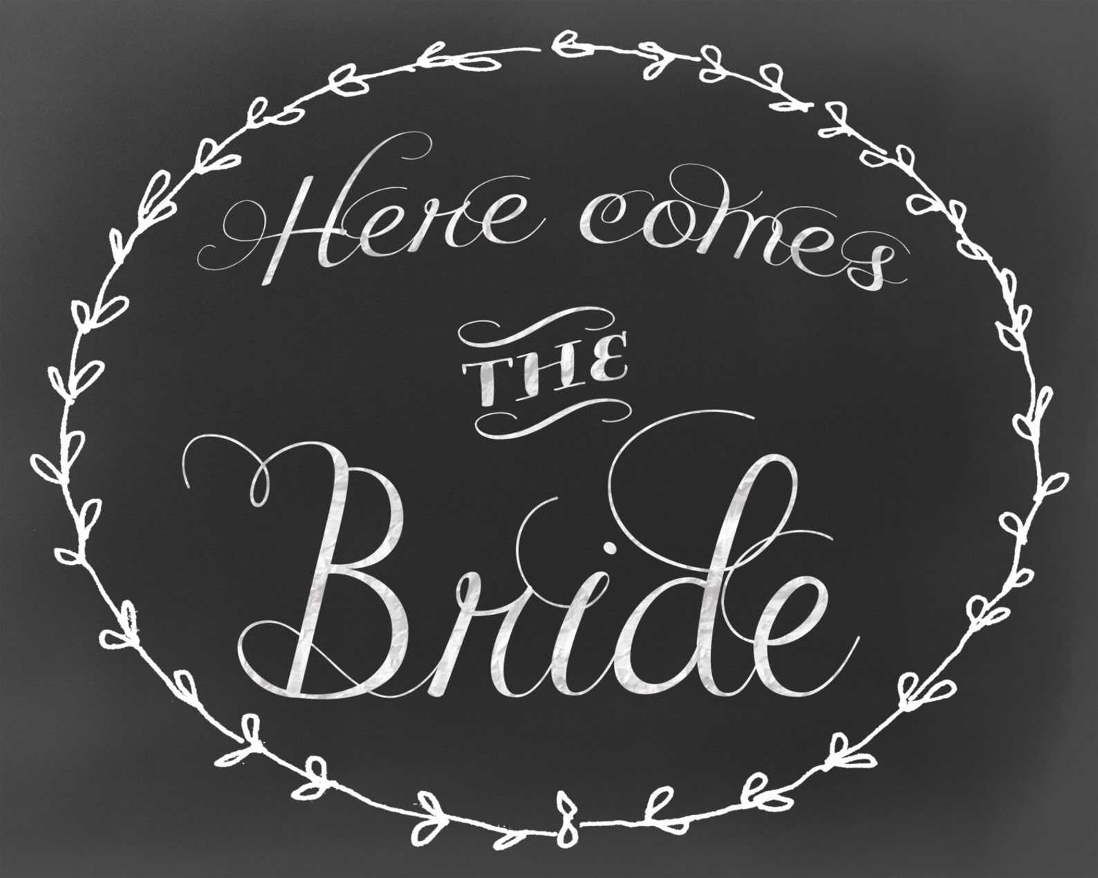 Printable Here Comes the Bride Chalkboard Sign - Etsy
