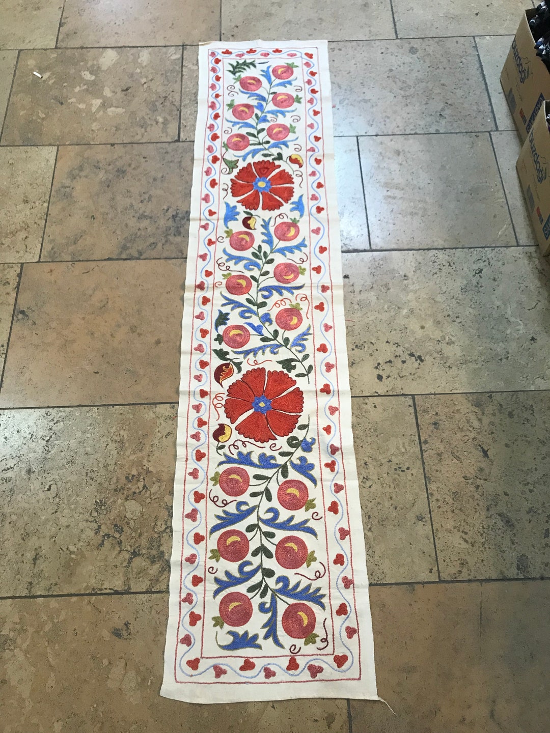 Uzbek Suzani Table Runner, Handmade Tablecover, Central Asian Suzani ...