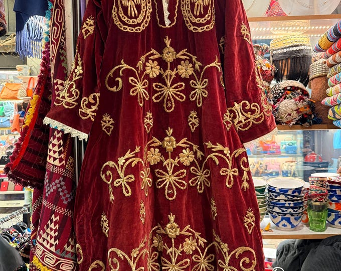Antique Ottoman Velvet Bindalli Kaftan: Metallic Thread Embroidery ...