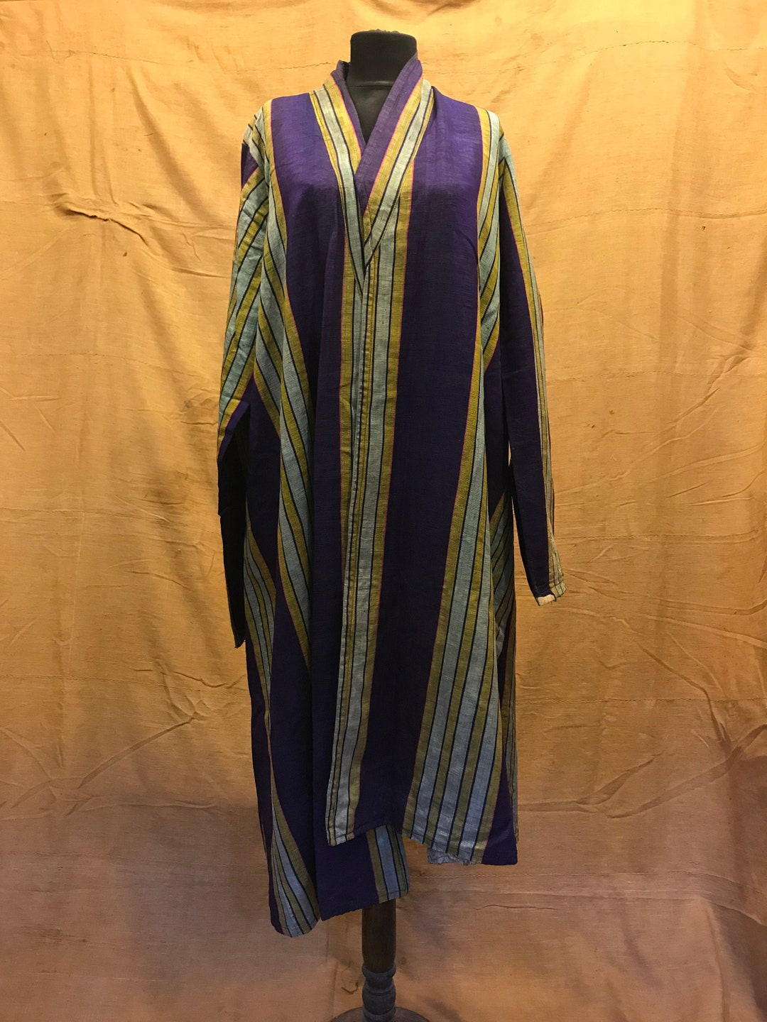 Vintage Silk Robe Chapan, Hand Weaving Colored Coat, Woman Robe, Ethnic ...