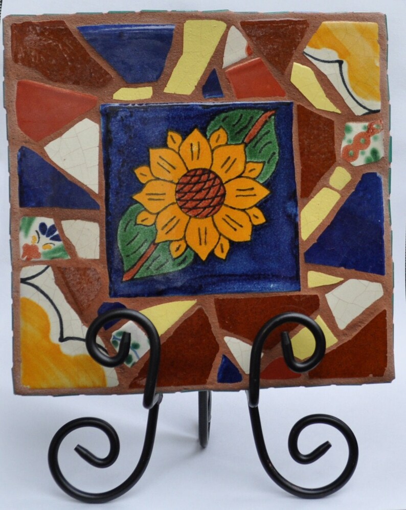 Kitchen Trivet Mexican Talavera Tile Chabby Chic Home Decor Sunflower ...