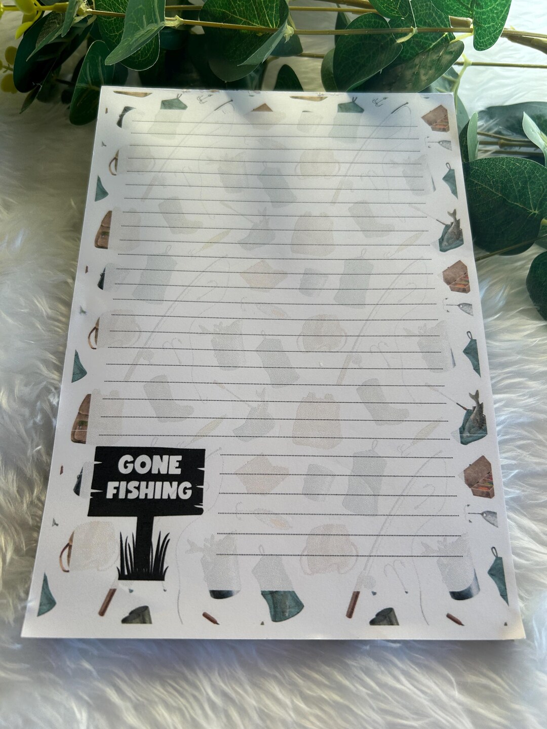 Gone Fishing Notepad | Rustic Fishing-themed Lined Notepad | Outdoor ...
