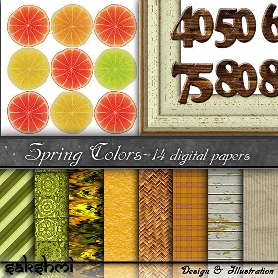 Digital Paper Spring Colors | Etsy