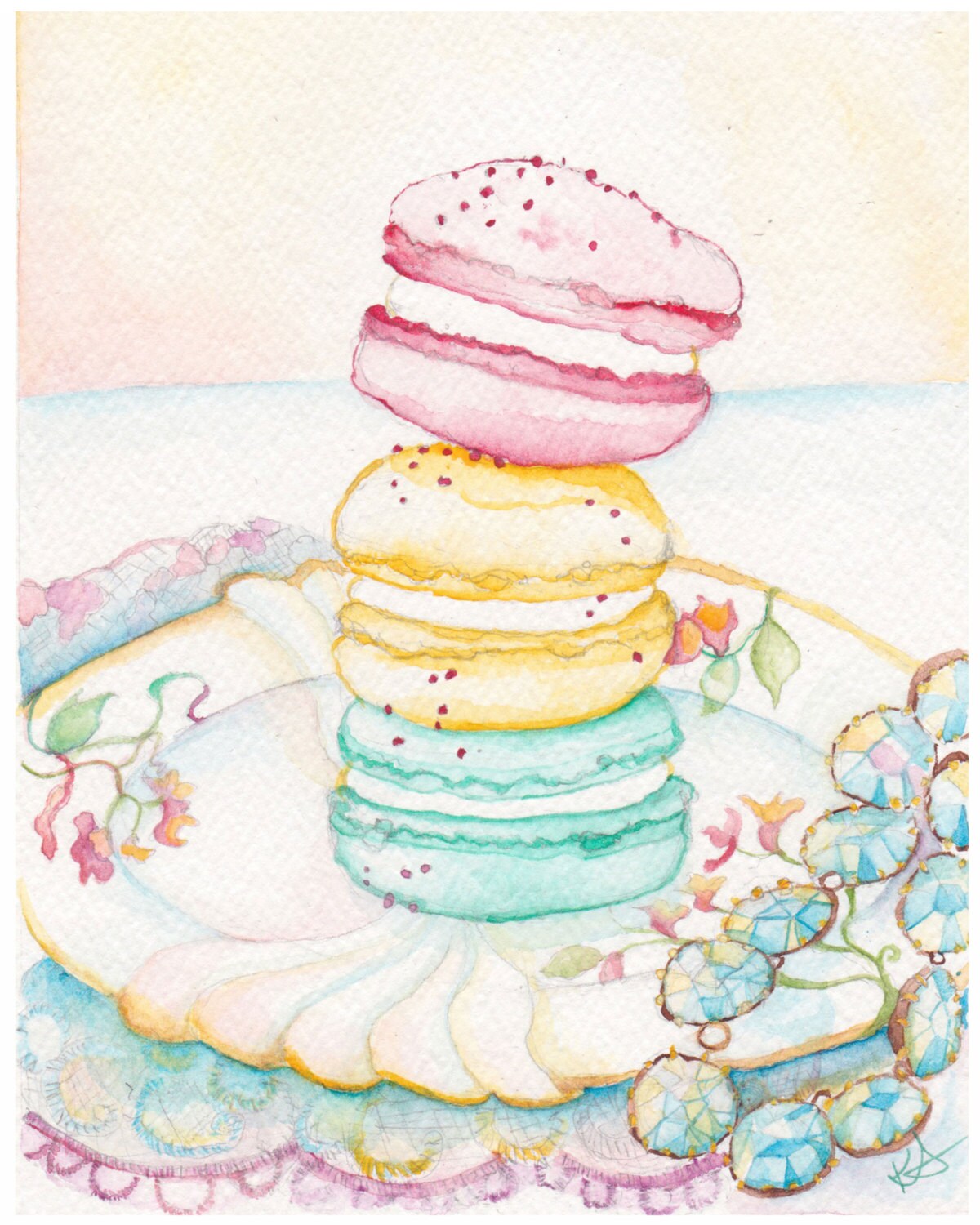 Macarons Watercolor Painting Macarons Print French | Etsy