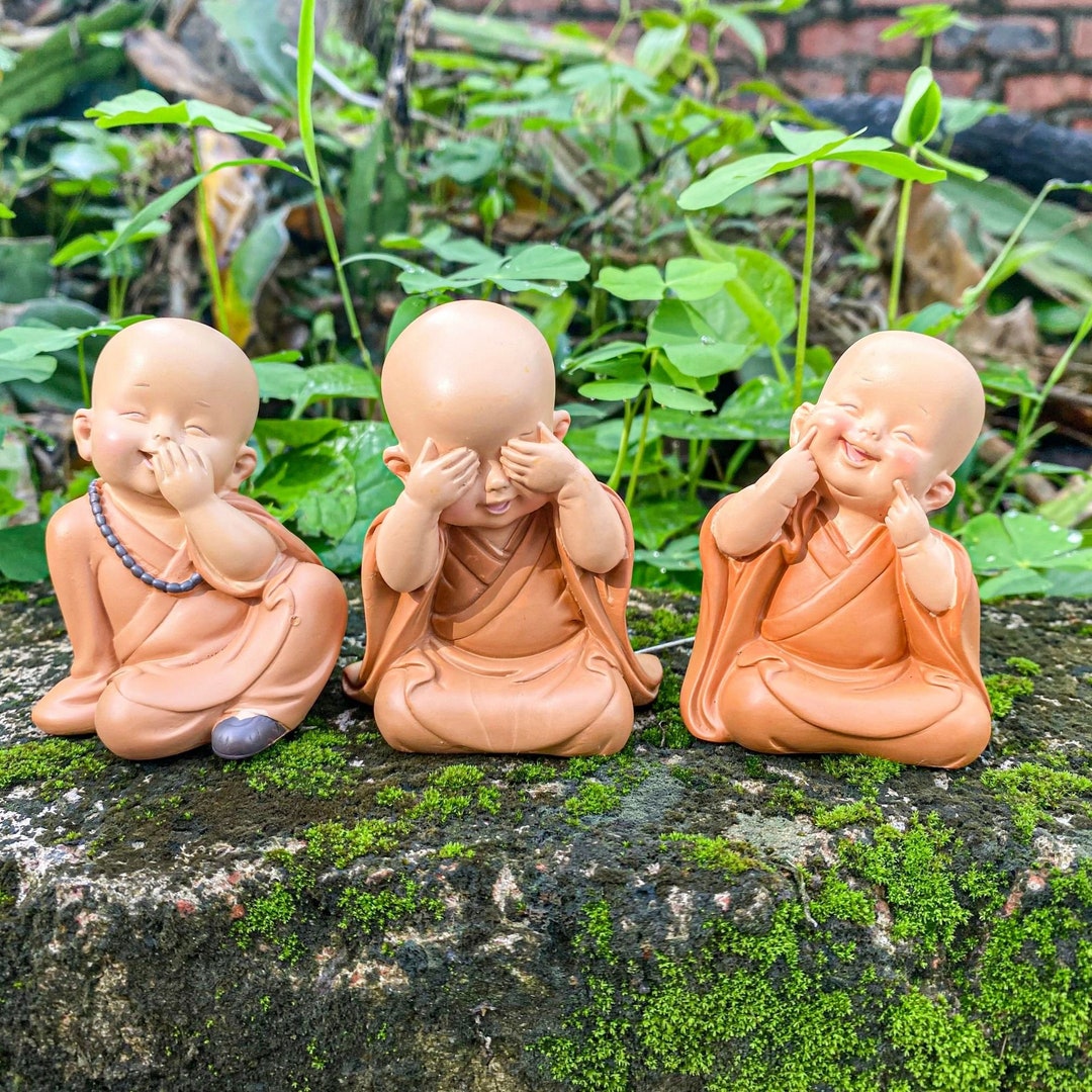 Set of 3 Laughing Buddha Statue Little Buddha Spirits, Buddha Statue ...