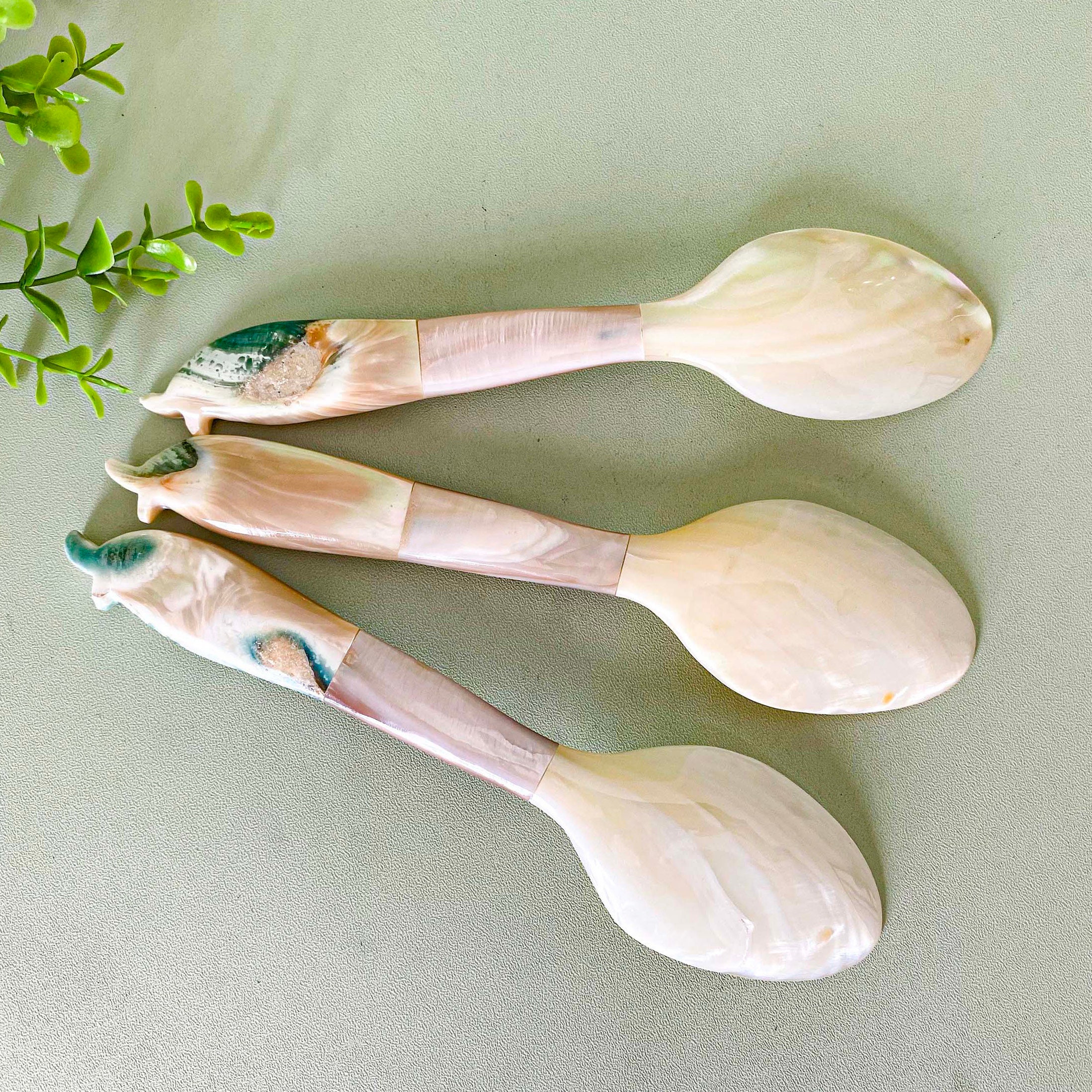 Personalized Mother of Pearl Spoon, Golden Oyster Caviar Spoon, Black ...