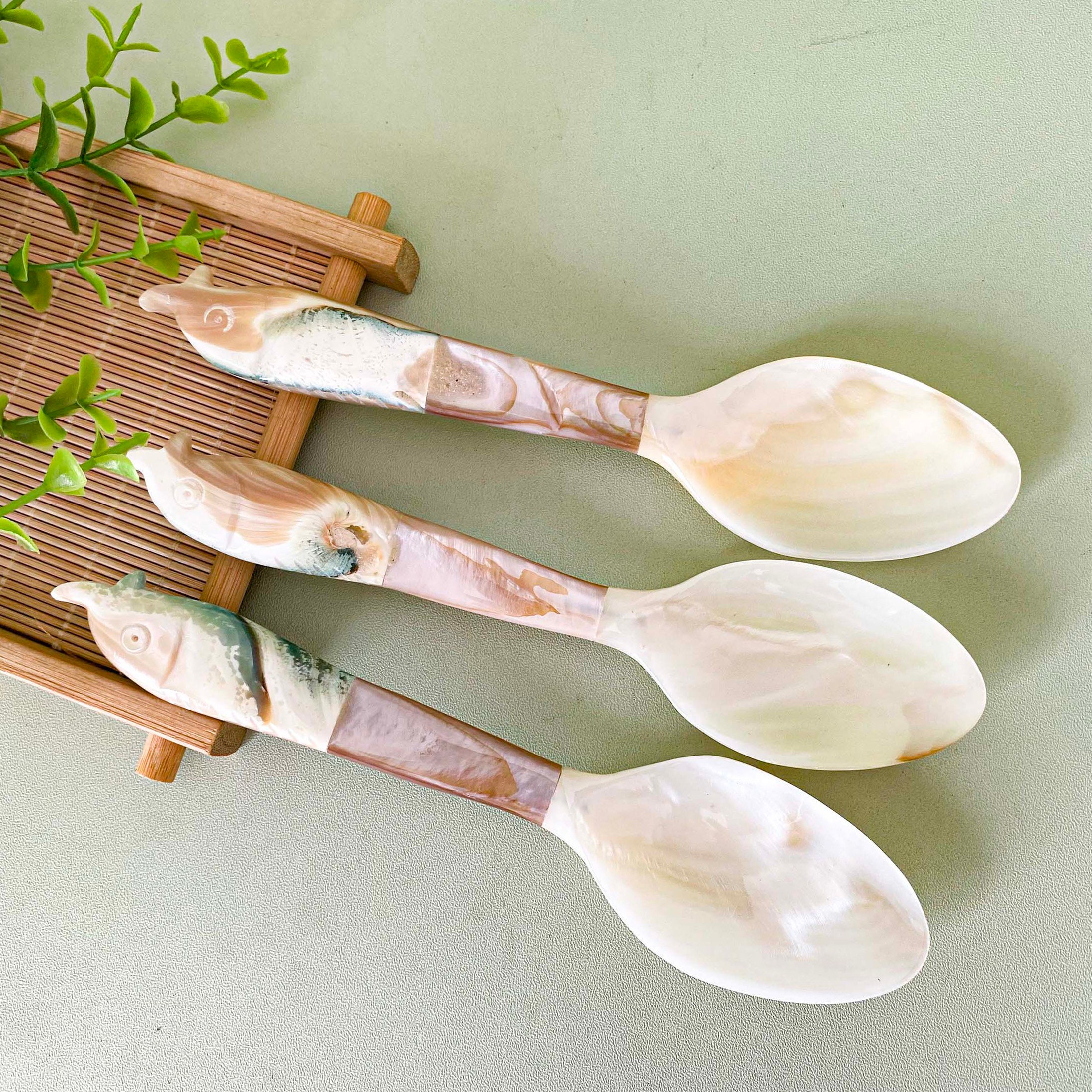 Personalized Mother of Pearl Spoon, Golden Oyster Caviar Spoon, Black ...