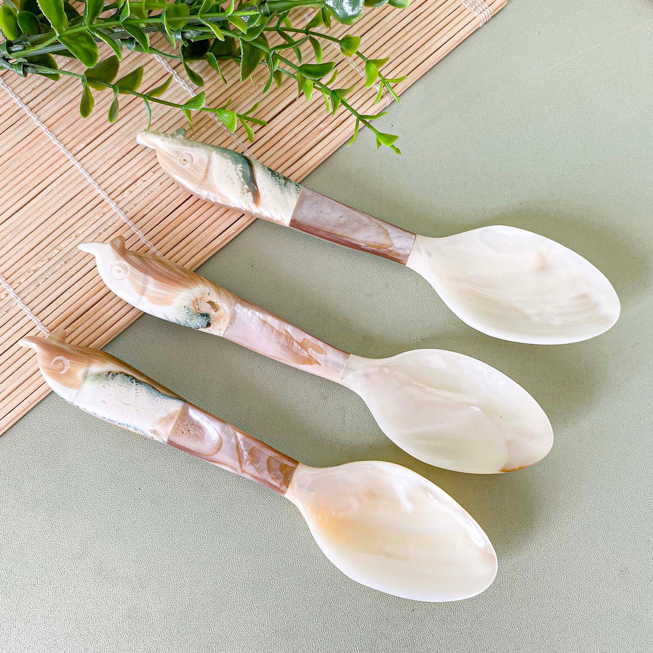Personalized Mother of Pearl Spoon, Golden Oyster Caviar Spoon, Black ...