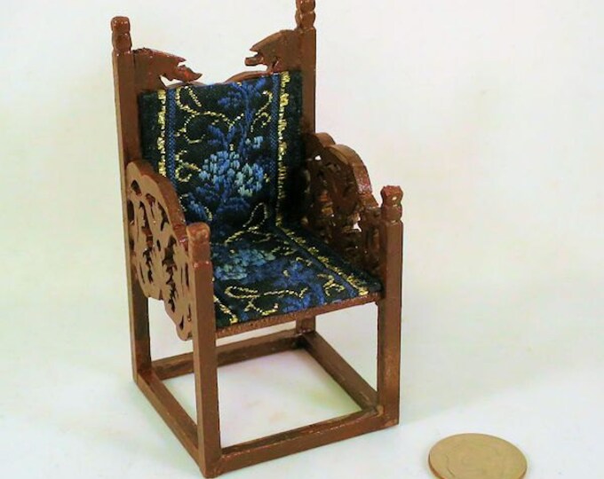 Medieval Tudor or Gothic Dark Wooden Chair Carved Arms and - Etsy