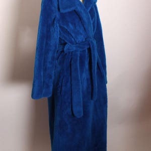 1970s Blue Fuzzy Faux Fur Look Long Sleeve Full Length Robe -M-L - Etsy