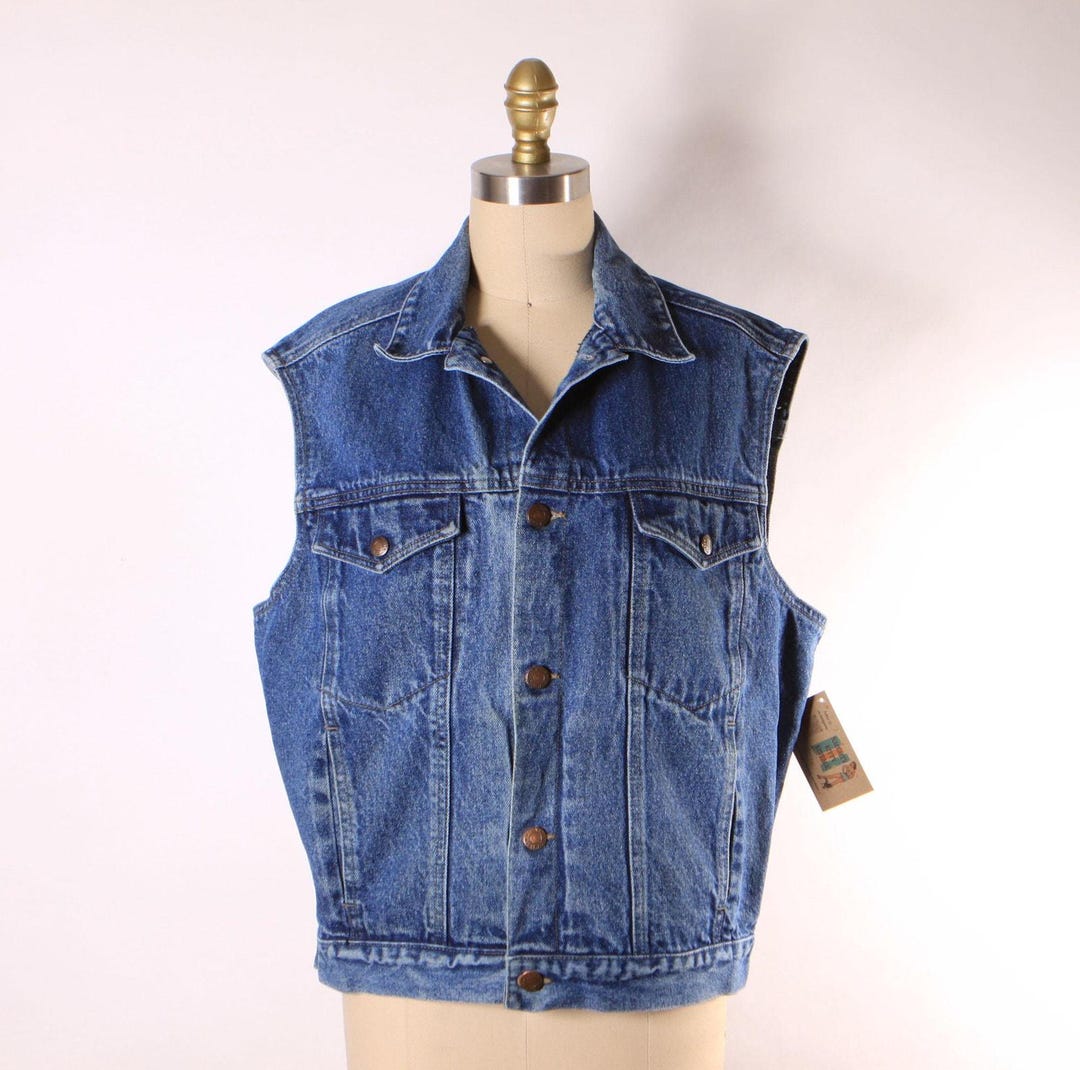 1990s Blue Denim Sleeveless Button Down Mens Vest by Calvin Klein -L - Etsy