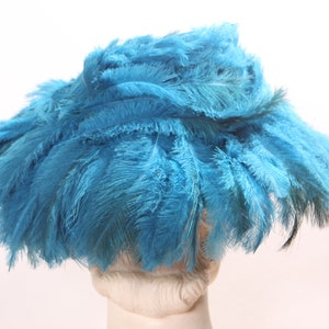 1960s Turquoise Blue Feather Saucer Mod Wide Brim Hat by Marche - Etsy