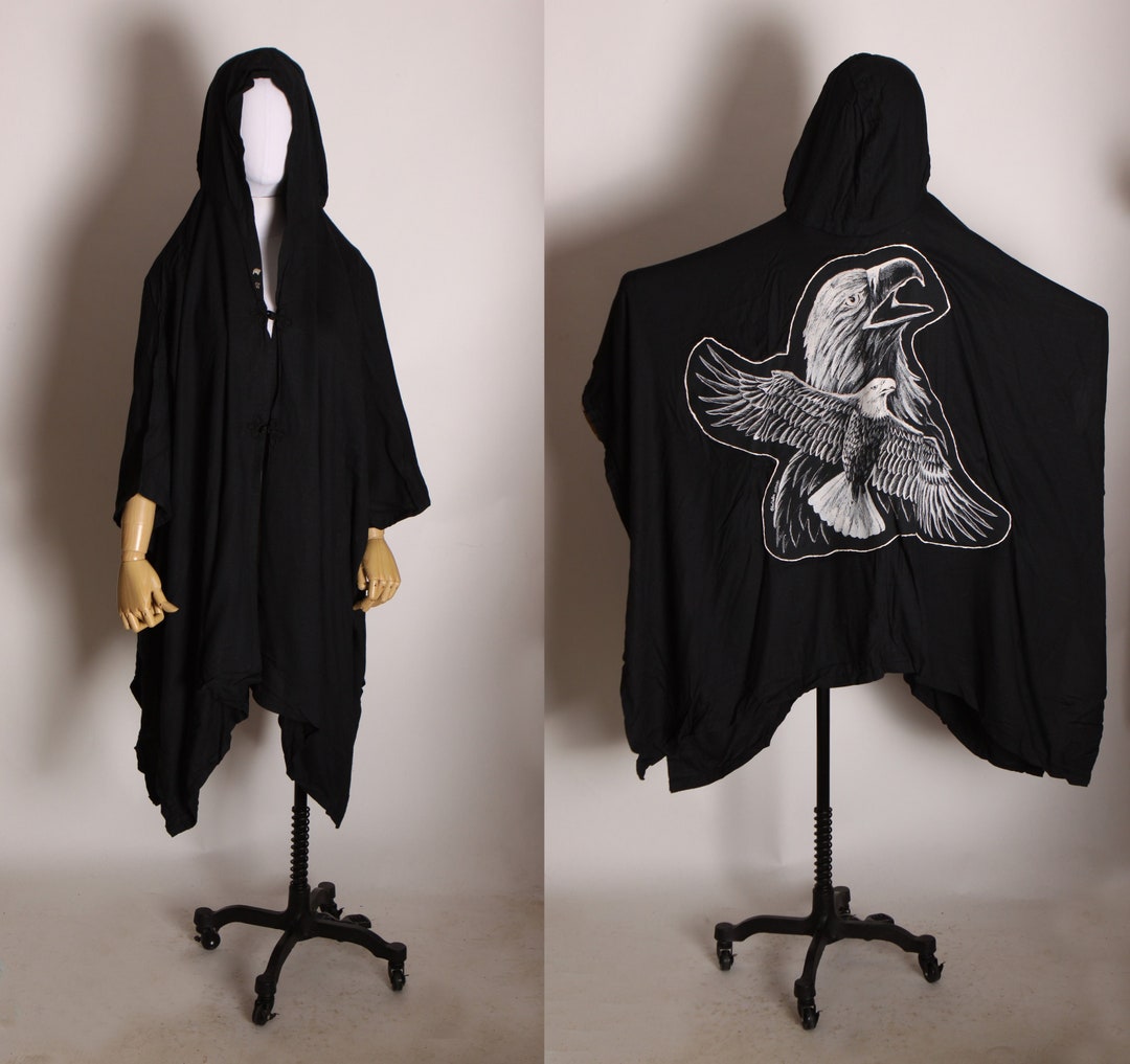1980s Black Oversized Draped Square Cut Motorcycle Style Eagle - Etsy