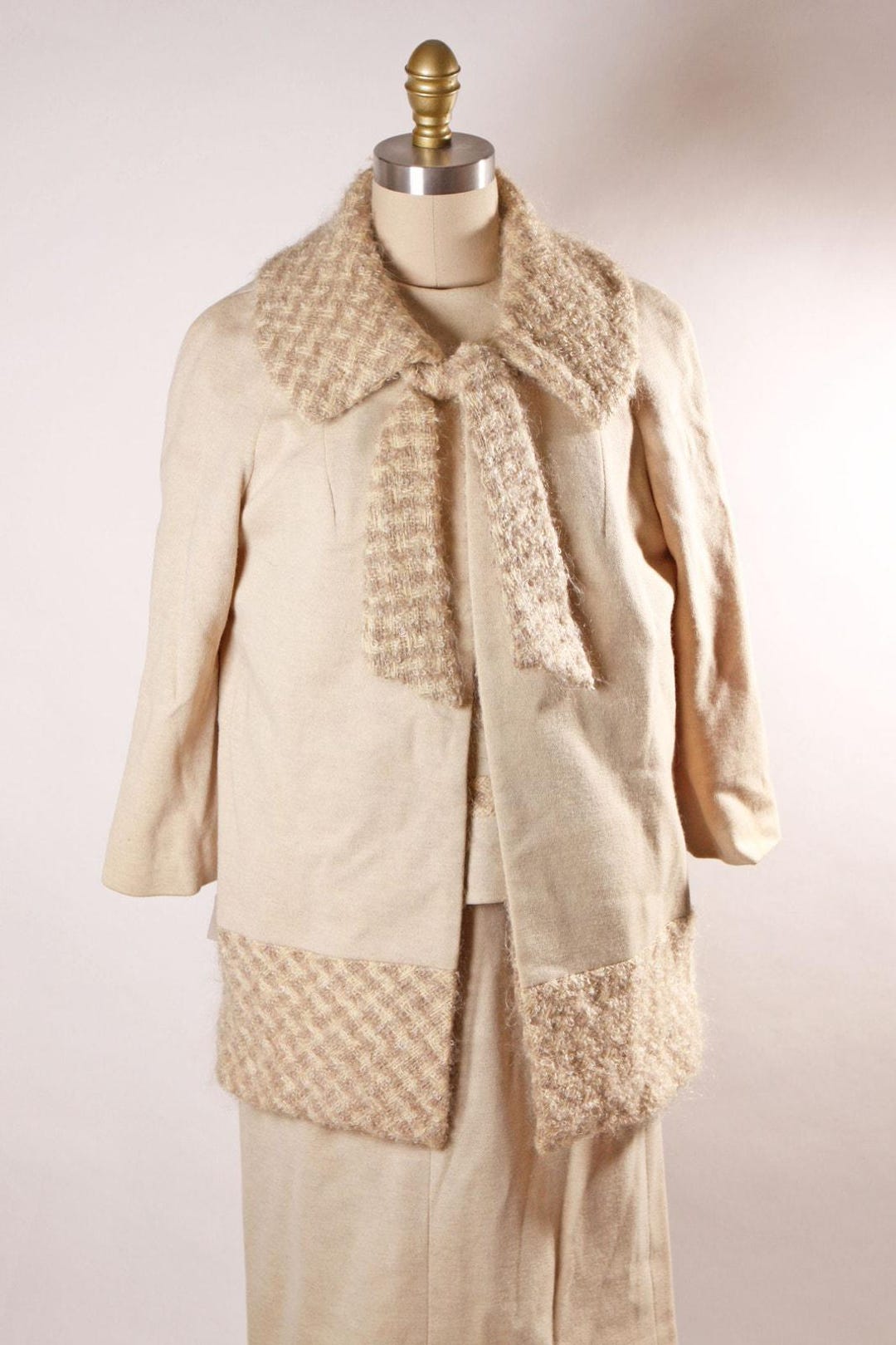 1960s Lilli Ann Knit Skirt Suit - Beige Three-piece Set, Size M - Etsy