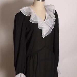 1970s Semi Sheer Wednesday Addams Dress - Black Ruffle Trim, M - Etsy